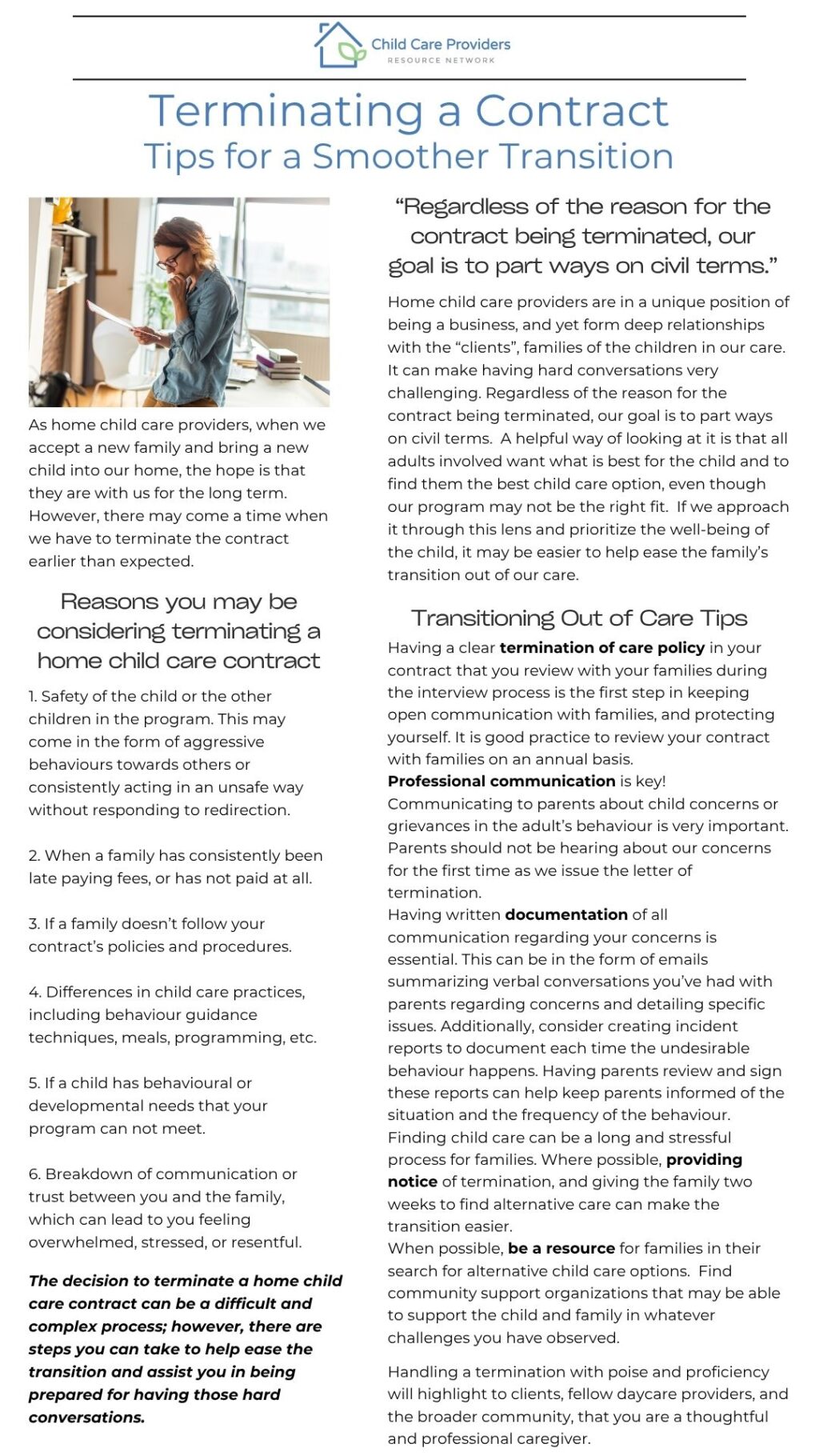 Terminating a Contract: Tips for a Smoother Transition | Child Care ...